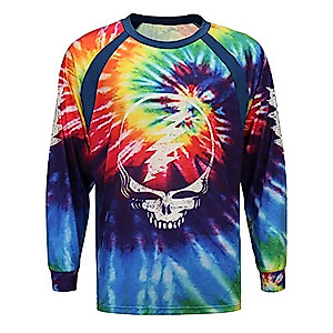 SEC.119 SEC Grateful Dead Men's Tie Dye Multicolor Swim Shirt Long Sleeve | Loose Fit | Sun Protection, Quick Dry | Officially Licensed Apparel, Extra Large