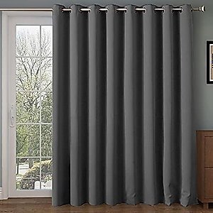 Rose Home Fashion RHF Wide Thermal Blackout Patio Door Curtain Panel, Sliding Door Insulated Curtains,Extra Wide Curtains:100W by 84L Inches-Grey 100W by 84L Inches-Dark Grey (bl-10084-DarkGrey)