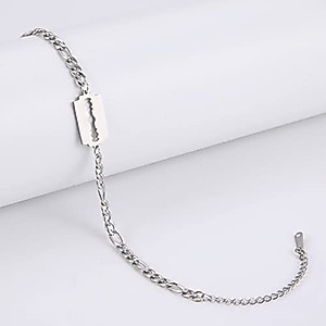 EUEAVAN Punk Stainless Steel Razor Blade Bracelet Personalize Hip Hop Dog Tag Couple Bracelet Women's Bracelets