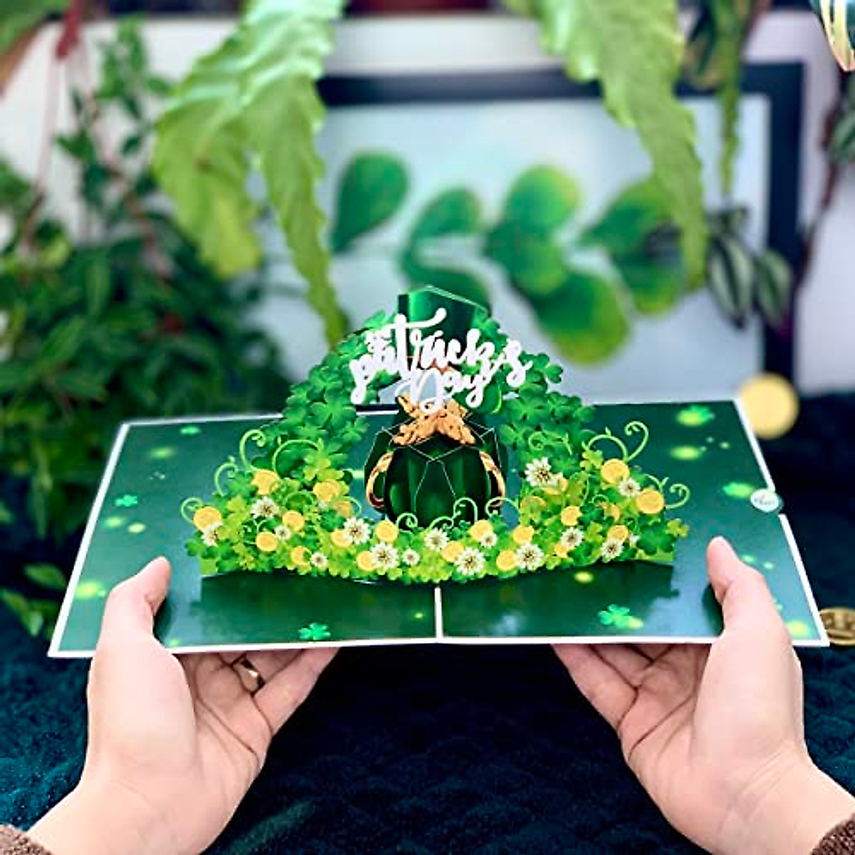 St Patricks Day Pop Up Cards by 22CRAFT - Clover St Patricks Pop Up Card 6"x 8" - 3D St Patricks Day Cards, Saint Patrick's Pop Up Cards for Family, Friend, Husband, Wife, Her, Him, Kids
