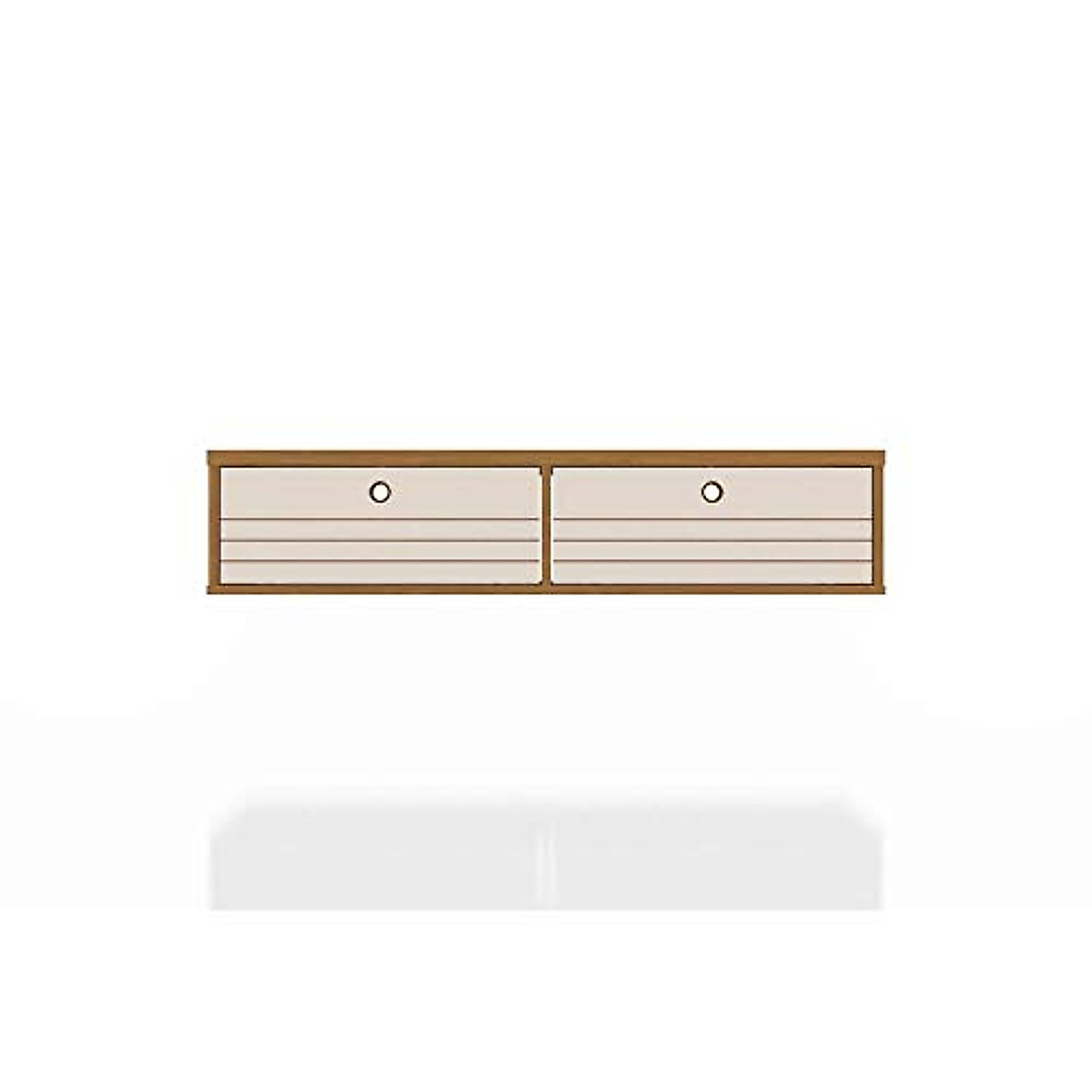 Manhattan Comfort Liberty Mid Century Modern Home Office Floating Desk, 42.28", Cinnamon and Off White