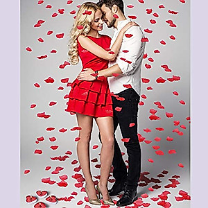 Tatuo 50 Pieces Heart Shape Candles Romantic Tealight Candles and 200 Pieces Silk Rose Petals Faux Flower Petals for Valentine's Day Festival Wedding Birthday Party (Red Candle, Red Petal)