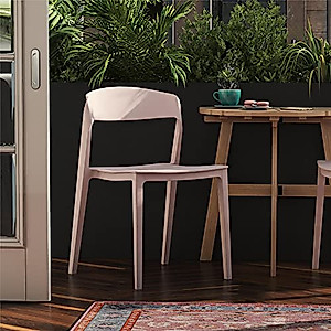 Cosco Outdoor/Indoor Stacking Resin Chair with Ribbon Back, 2-Pack, Pink