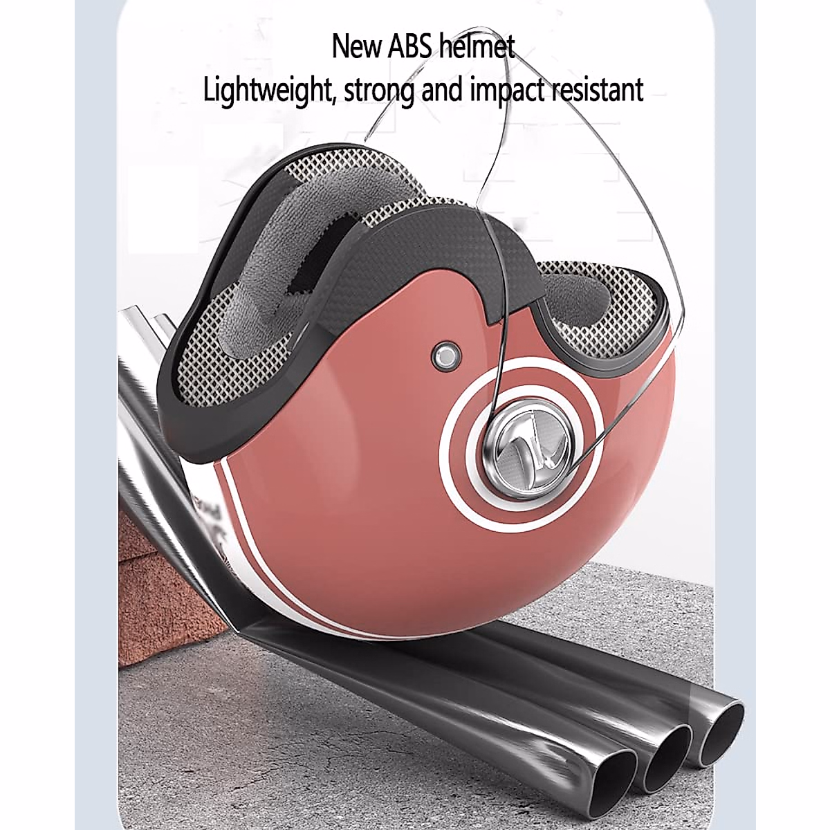 Cool Girl Open Face Motorcycle Helmet, Men Women Retro Electric Motorbike Half Helmet with Long Sun Visor, DOT Approved Vespa Scooter Adults 3/4 Sunscreen Breathable Four Seasons Helmet -M-54-64CM