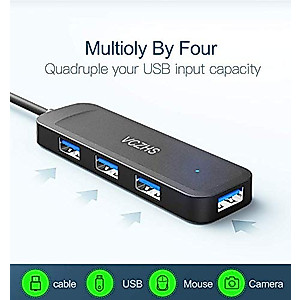 USB 3.0 Hub, VCZHS 4-Port USB Hub 3.0, Ultra-Slim Data USB Hub for Mac and Windows, Ultrabook and Laptop Flash Drive, Mobile HDD USB Hub 3.0