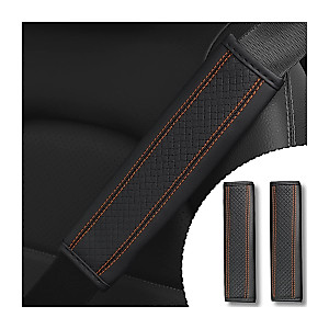 zipelo 2PCS Car Seat Belt Cover, Soft Shoulder Strap Covers Harness Pads, Safety Leather Seatbelt Comfort Driving Cushion Protect Your Neck and Shoulder Universal for Truck, Car, SUV (Black/Orange)