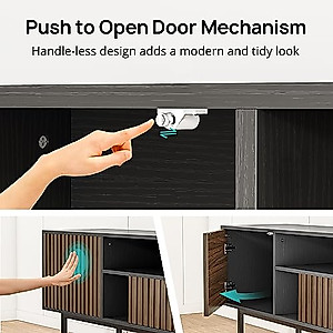 TV Stand, Wood Entertainment Center with Storage Shelves Cabinet, 59" Mid Century Modern Television Stand for up to 65", TV Console Table for Bedroom, Living Room