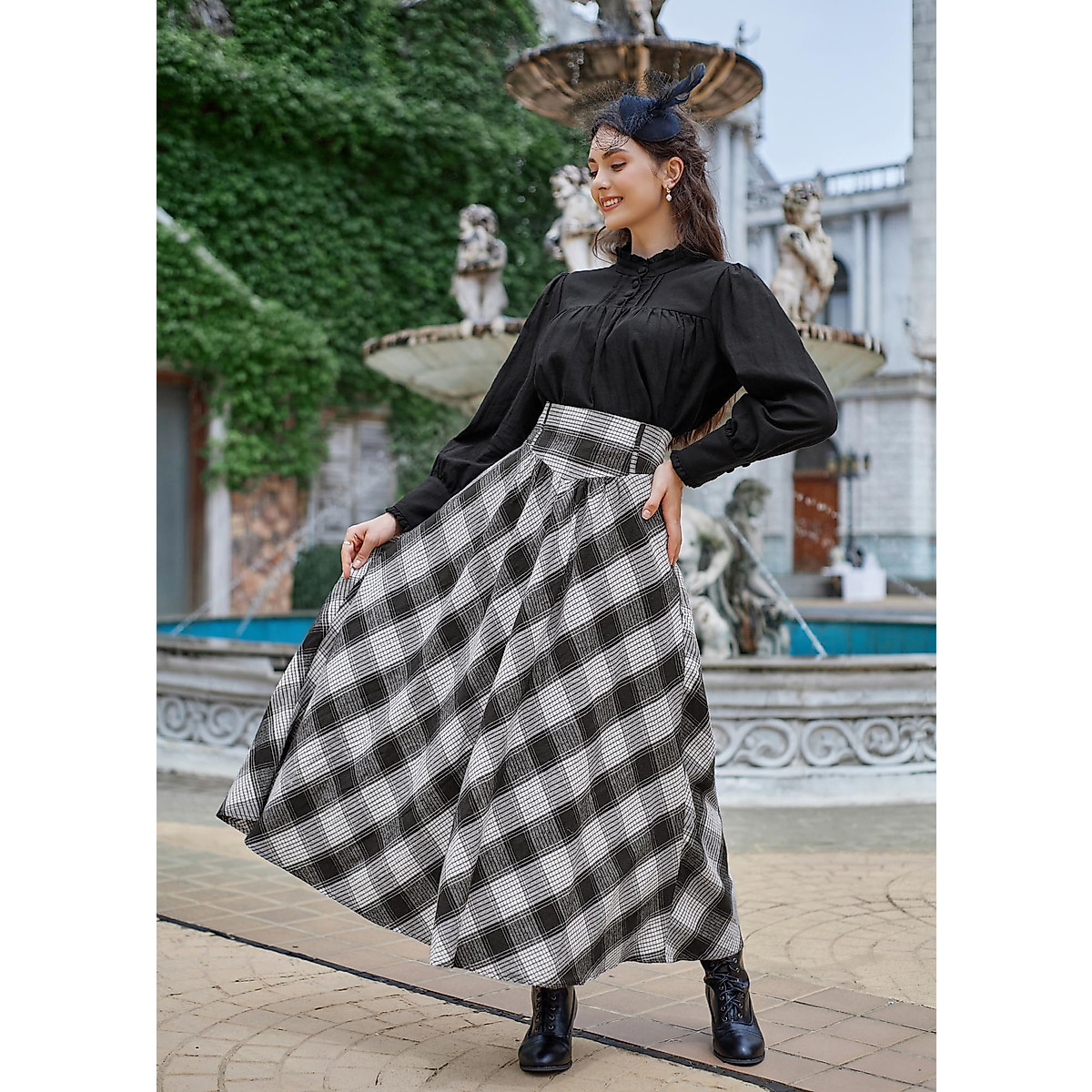 Scarlet Darkness Renaissance Shirt Women 1800s Victorian Edwardian Blouse Long Sleeve Shirt Black S