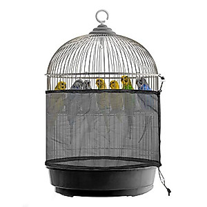 oenbopo Bird Cage Mesh Universal Birdcage Cover Bird Seed Guard Catcher Adjustable Drawstring Bird Cage Skirt Mesh Net Cover
