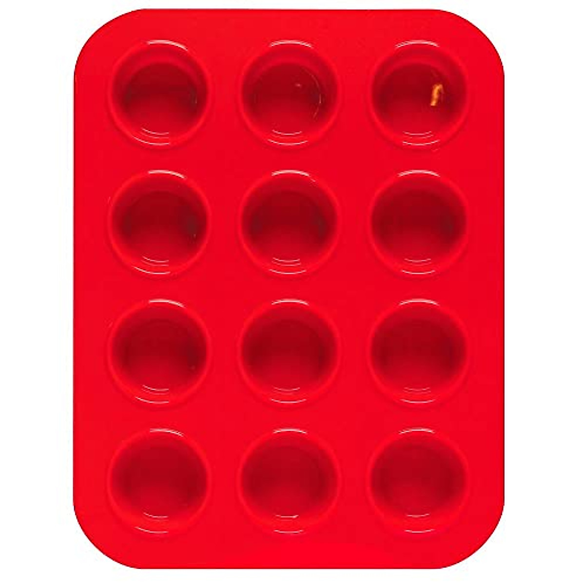 1 Mini Muffin Silicone 12 Cup Cavity Cookie Cupcake Bakeware Pan Soap Tray Mold Silicone Muffin Pan 12 Cups Regular Silicone Cupcake Pan Muffin Cakes Tart Bread BPA Free and Dishwasher Safe 9.5" x