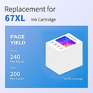 myCartridge SUPCOLOR Remanufactured Ink Cartridge Replacement for HP 67XL 67 XL 67XXL to use with DeskJet 2755 2722 2725 Envy 6055 6052 Envy Pro 6455 6458 DeskJet Plus 4155(Black, Tri-Color, 2-Pack)