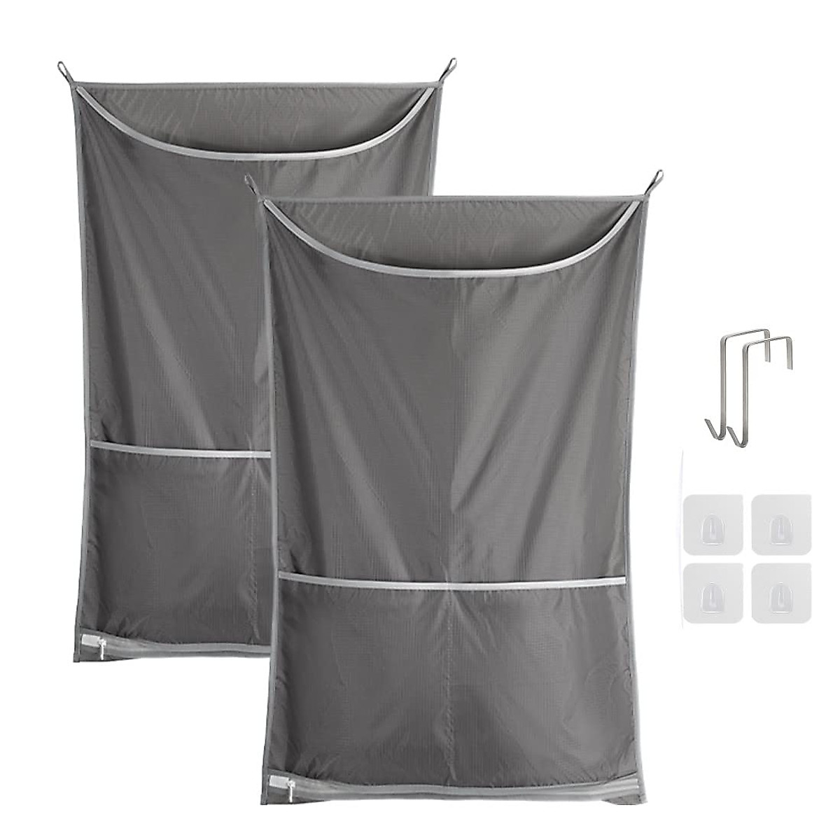 Door Hanging Laundry Hamper Bag - 2 Pack Laundry Hamper Bags Collapsible Over Door Laundry Bag with Hooks Large Hamper Clothes Storager for Space Saving Large Laundry Organizer Bag for Bathroom