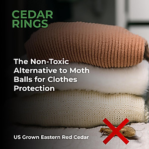 Cedar Rings for Clothes Storage – Stop Clothes Damage - 30 Fresh Cedar Rings to Protect Your Clothes
