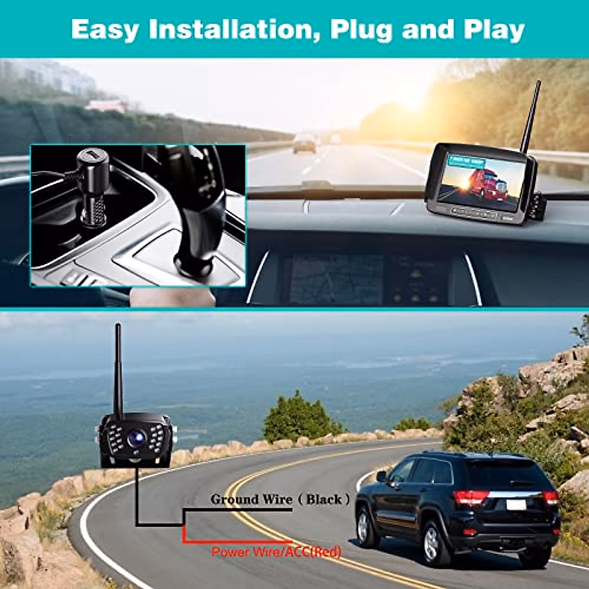 Nuoenx Wireless Backup Camera, 7 Inch Monitor Rear View Camera System ...