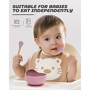 3 Pcs Baby Utensils for Self-Feeding, Silicone Bowls for Baby, Baby Spoons and Baby Forks, Suction Cup Bowls for Babies, and Kids Utensils for Over 6 Months