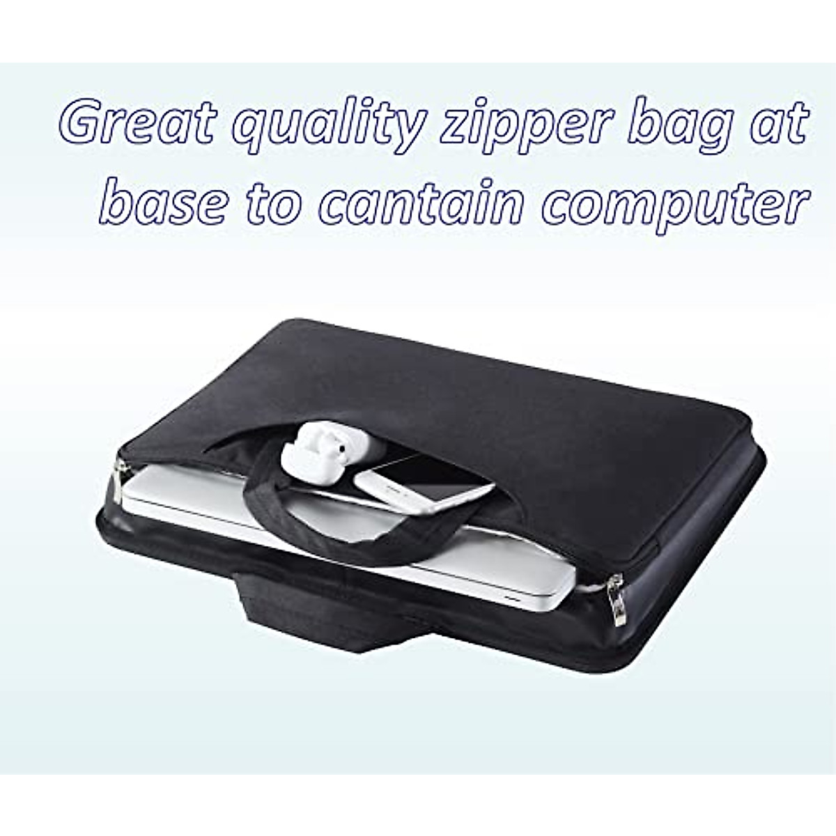 Laptop Lap Desk with 15 15.6" inch Laptop Sleeve Case Bag, Sofa Bed Desk with Cushion and Soft Wrist Pad,Laptop Stand Built in Tablet and Phone Holder (Black Carbon)