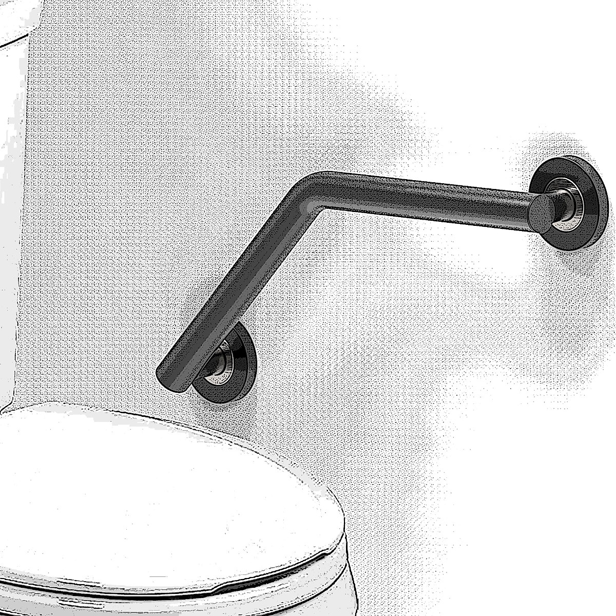 AmeriLuck 1-1/4 x 16 Stainless Steel Angled Grab Bar with Anti-Slip Peened Grip for Bathtubs, Shower & Toilet, ADA Compliant, Stud Mount 500lbs Support, Brushed Nickel