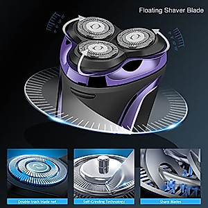 Electric Razor Men's Electric Shaver, USB Rechargeable Wet and Dry Shaver with Pop-up Trimmer and Portable Storage Pouch, Face Shaver Cordless Travel Shaver, Purple