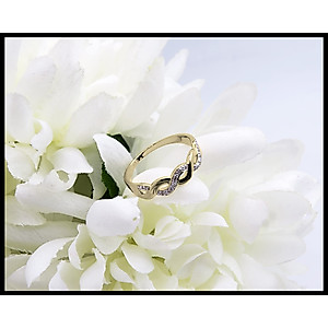 Dazzlingrock Collection 10kt Yellow Gold Women's Round Diamond Woven Twist Ring 1/12 ctw