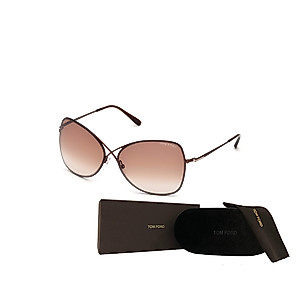Tom Ford FT0250 Colette 48F 63MM Shiny Brown, Transparent Brown Temple Tips/Gradient Brown Butterfly Sunglasses for Women + BUNDLE with Designer iWear Eyewear Kit