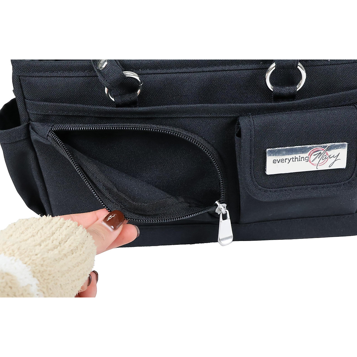 Everything Mary White Flower Deluxe Store and Tote - Storage Craft Bag Organizer for Crafts, Sewing, Paper, Art, Desk, Canvas, Supplies Storage Organization with Handles for Travel