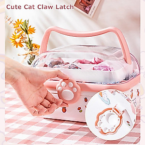 Cute Girls Hair Accessories Storage Organizer Box with Stickers, 3-Layers Plastic Hair Ties Holder Hair Clips Container Headbands Organizer Gift for Baby Girls, White+Pink (Without Accessories)