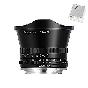 TTArtisan 7.5mm F2.0 Fisheye Lens with 180° Angle of View Compatible with Canon EOS-M Mount Cameras Like M1, M2, M3, M5,M6, M10, M50, M100