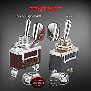 DaierTek Waterproof Toggle Switch 12V DC 30A Heavy Duty 2 Pin ON Off SPST with Weatherproof Boot Cap Cover for Auto Car Marine Boat -2 Pack