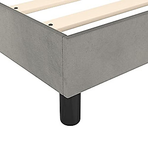 vidaXL Box Spring Bed Frame Home Indoor Bedroom Bed Accessory Wooden Upholstered Double Bed Base Furniture Light Gray 72"x83.9" California King Velvet