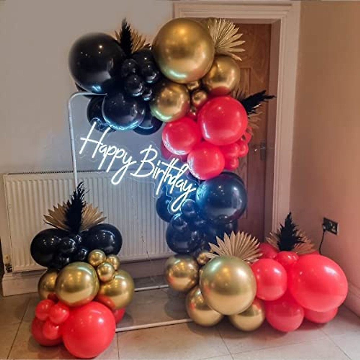 Red Black Gold Balloon Garland Arch Kit, 149Pcs Chrome Metallic Gold Marble Agate Black Balloons for Men Women Kids Birthday Party Decorations Baby & Bridal Shower Wedding Graduation Party Supplies