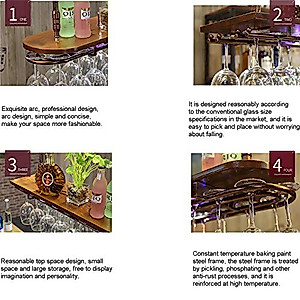 NERDOH Ceiling Wine Rack,Hanging Wine Glass Racks Stemware Holder,Iron Solid Wood Ceiling Shelf,for Bars/Restaurants/Kitchens,Height Adjustable/Length 60/80/100cm