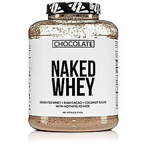 NAKED nutrition Whey Protein Supplement Powder, Chocolate, GMO Free, Soy Free, Gluten Free Aid Muscle Growth and Recovery 60 Servings, 5 Ib