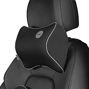 Newgam Car Pillow - Car Neck Pillow for Neck Pain Relief and Cervical Support,Car Seat Neck Pillow with 100% Pure Memory Foam and Washable Cover,Car Headrest Pillow Black
