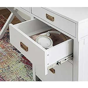 Linon White Modern Classic Side Storage Sadie Desk