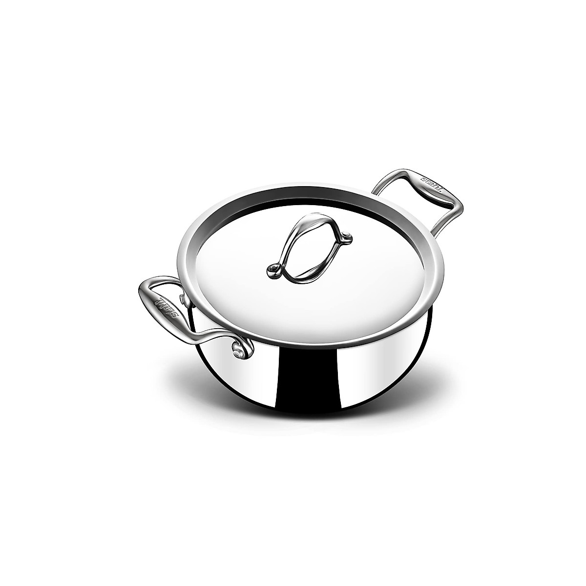 Stahl Triply Stainless Steel Sauce Pot with Lid I Stainless Steel Belly Casserole | Tri Ply Biryani Pot with Induction Base | Artisan 4178, Dia 18 cm, 2.4 L (Serves 3 People)