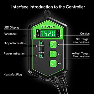 VIVOSUN 10"x20.75" Seedling Heat Mat and Digital Thermostat Combo Set MET Standard