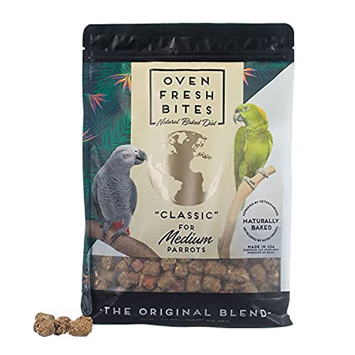 Oven Fresh Bites Natural Baked Avian Diet, All-Natural Bird Food, Whole Grain, Medium Parrot, 28 Oz
