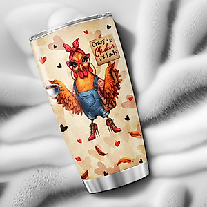 HUBUPU Chicken Gifts, Breed Lovers Spring Swig For, Tumbler 20 Oz With Lid And Straw, Crazy Chicken Lady Coffee Lover, Coffee Travel Coffee Mug Cup Girl Stainless Steel Coffee Straw Lid