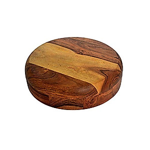 Kaizen Casa Wooden Round Shaped Serving Bowl For Fruit,Dessert Platter Tray Dish Kitchen Dining Fruit,Dessert,Snack