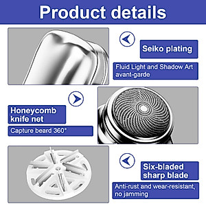 DASHENRAN Mini-Shave Portable Electric Shaver, Electric Razor for Men,Rechargeable Shaver Charging Easy One-Button Use for Home, Car, Travel (Blue)