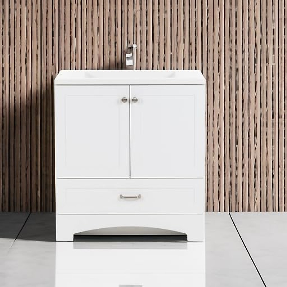 Spring Mill Cabinets Emlyn 30 Inch Bathroom Vanity with White Single Sink Top, 2-Door Cabinet, 1 Drawer, 30.5" W x 18.75" D x 32.89" H, White