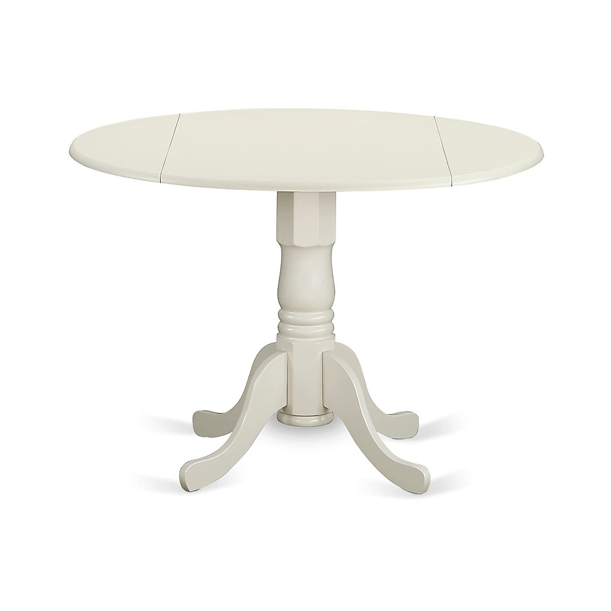 HomeStock Beachy Boho 3Pc Round 42 Inch Dining Table with Two 9-Inch Drop Leaves and Two Parson Chair with Linen White Finish Leg and Linen Fabric- Gray Color