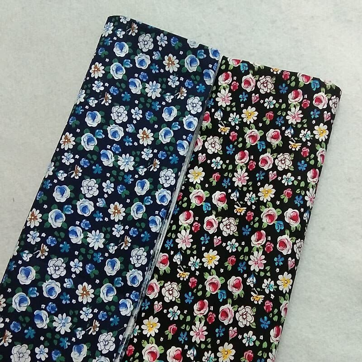 PUMCRAFT Sewing Fabric 100% Plain Cotton Poplin Black Colorful Flower and Navy Blue FlowerPrinted Cotton Poplin Fabric 50x140cm Tree Fabric Patchwork - 50cm - 140cm Fabric Patchwork Craft