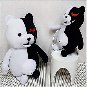 TIMSOPHIA Black White Bear Kids Monokuma Bear Plush Doll for Boys Girls Birthday Child Pillow Toy Home Decor Adornment(25cm)
