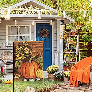 Hzppyz Fall Thanksgiving Pumpkin Sunflowers Home Decorative Garden Flag, Autumn Harvest Yard Outside Farmhouse Decor Flag, Decorations Outdoor Small Flag Double Sided 12 x 18