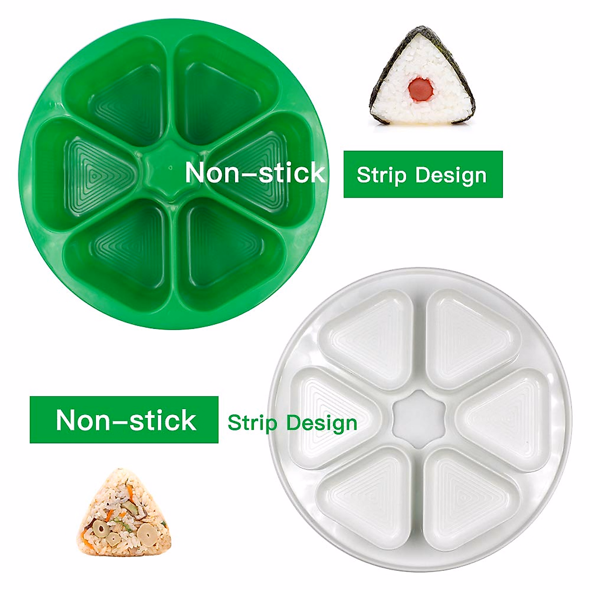 DIY Triangle Sushi Mold, Food Grade BPA free Onigiri Maker Onigiri Rice Mold, Make Up To 6 Sushi Rice Balls at Once Easily and Quickly