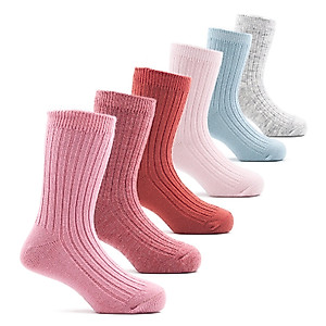 HowJoJo Girls Wool Socks Kids Crew Seamless Winter Warm Thermal Socks 6 Pack 6-8 Years
