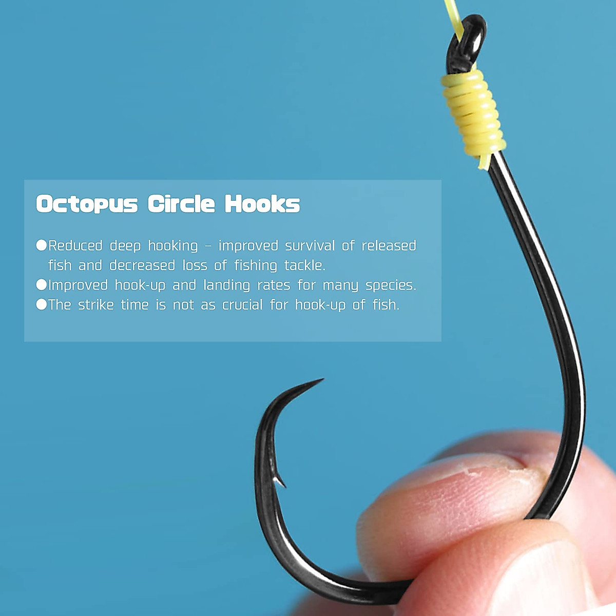 Atibin Black Circle Offset Hooks Saltwater Freshwater Strong Octopus Fish Hook Circle Octopus Fishing Hook Assortment for Bass Catfish #4/0 50-Pack