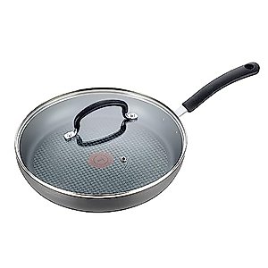 T-fal Ultimate Hard Anodized Nonstick Fry Pan with Lid 10 Inch Cookware, Pots and Pans, Dishwasher Safe Grey