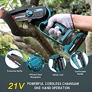 PKperekond Mini Chainsaw Cordless, Mini Chainsaw 6 Inch Cordless with 1200W Brushless Motor, Mini Chainsaw Battery Powered with Auto Oiler, Portable Electric Handheld Chainsaw for Courtyard and Garden